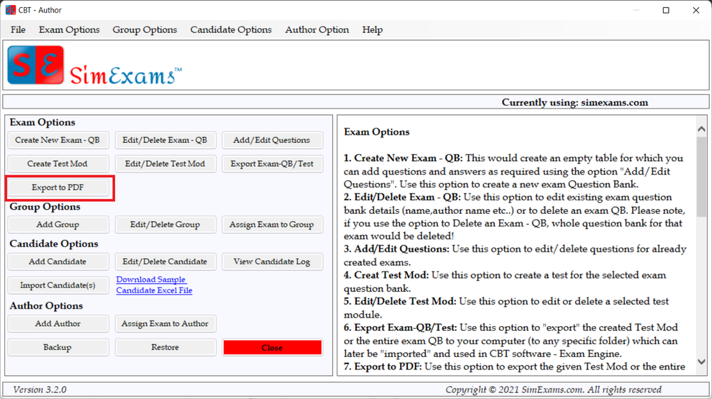 Computer Based Test (CBT) Author Module- Export To PDF CBT Author Module
