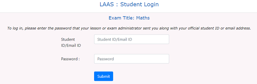 Laas as service (SaaS) Help : Student Login